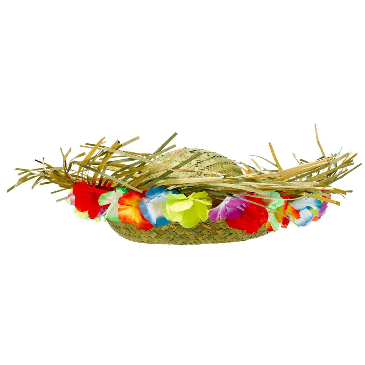 Hawaiian Luau Straw Hat with Flowers – Party America