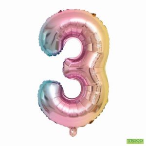 Jumbo Pastel Rainbow Number 3 Balloon – Party America