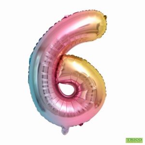 Jumbo Pastel Rainbow Number 6 Balloon – Party America