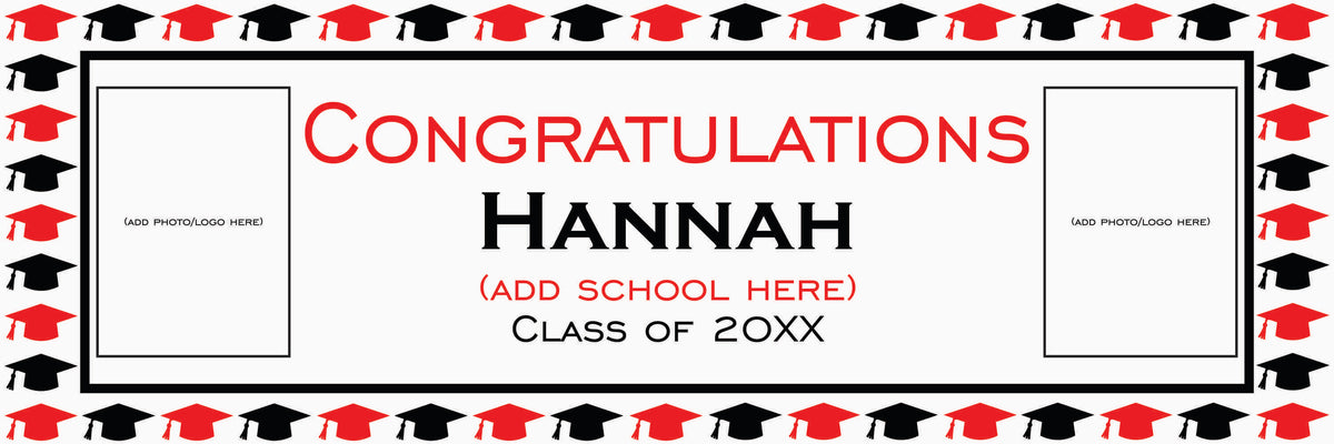Customizable Black and Red Graduation Banner A – Party America