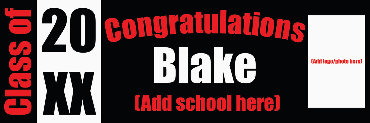 Customizable Black and Red Graduation Banner C – Party America