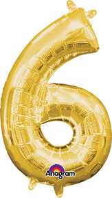 Air-Filled Gold Number 6 Balloon | Party Supplies, Decorations & Favors ...