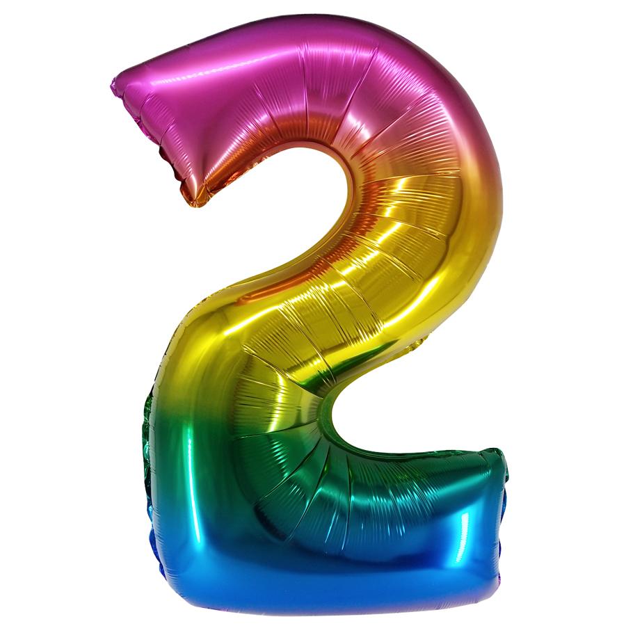 Jumbo Rainbow Number 2 Balloon – Party America
