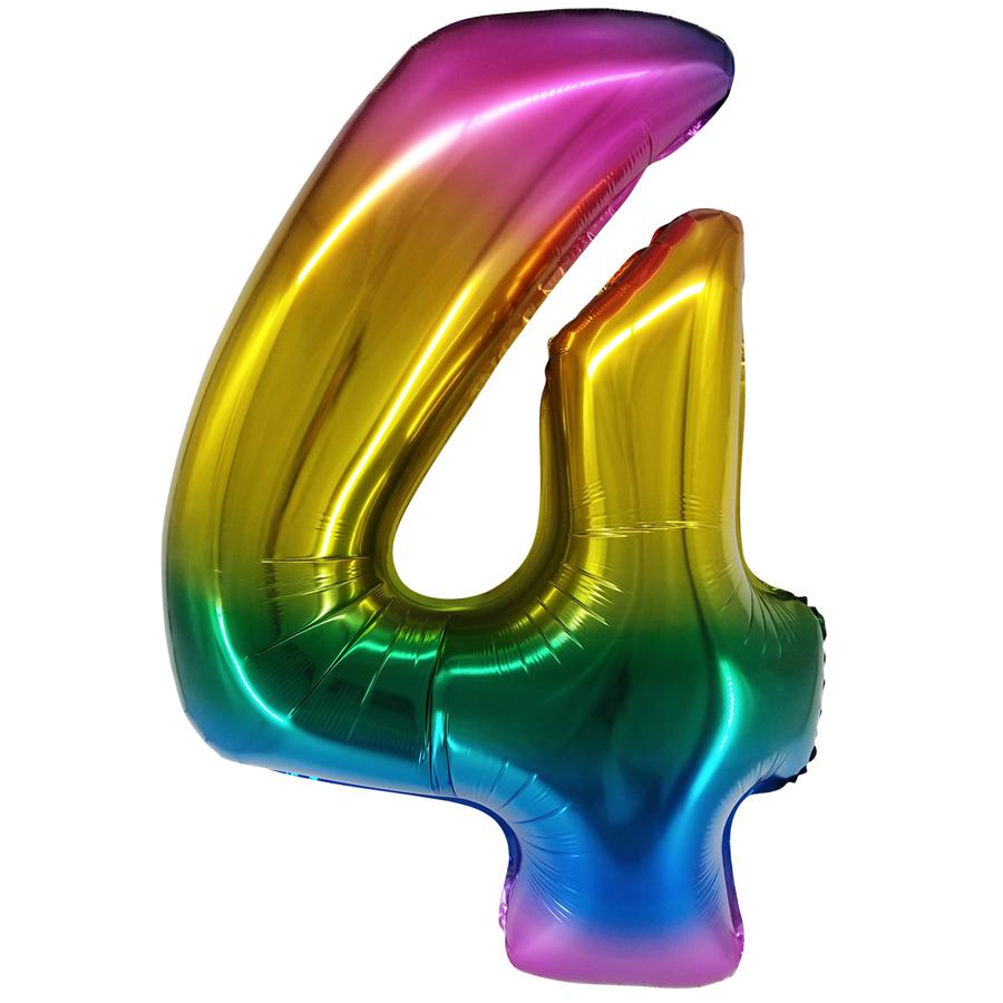 Jumbo Rainbow Number 4 Balloon – Party America